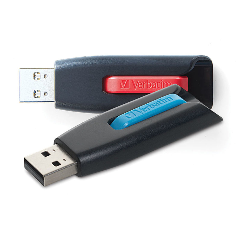 Verbatim 64GB V3 USB Flash Drive 2Pk Retractable Red/Blue – CE Showroom